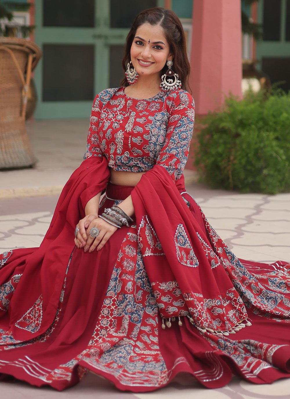 Shop Maroon and Rani Rayon Readymade Lehenga Choli with Online : 297675