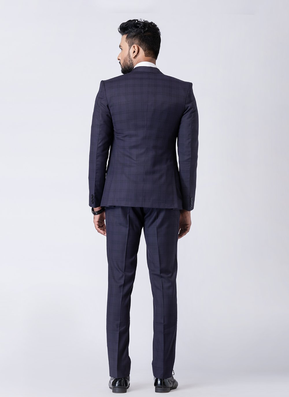 Buy Men Blue and White Cotton Plain Work Tuxedo Suit Online