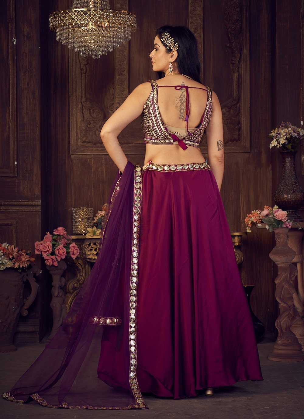 Buy Online Monumental Purple Rangoli A - Line Lehenga Choli : 287709