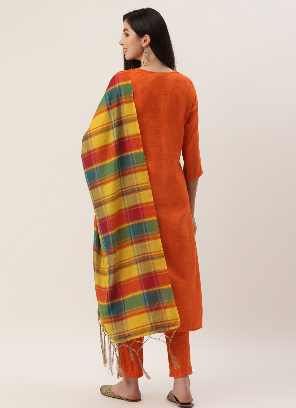 Orange Rayon Pant Style Suit with Buy Online