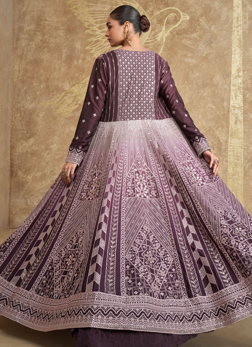 Shop Plain Work Chinon Readymade Lehenga Choli In Wine Online : 298715