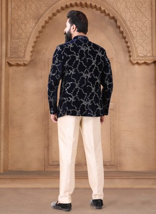 Green Jacquard Jodhpuri Suit with Print Work for Men Buy Online