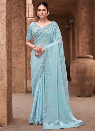 Firozi Color Saree Online | Firozi Color Silk Saree - Sareeka
