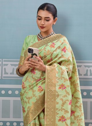 Sea Green Classic Manipuri Silk Saree and Sea Green Classic Manipuri ...