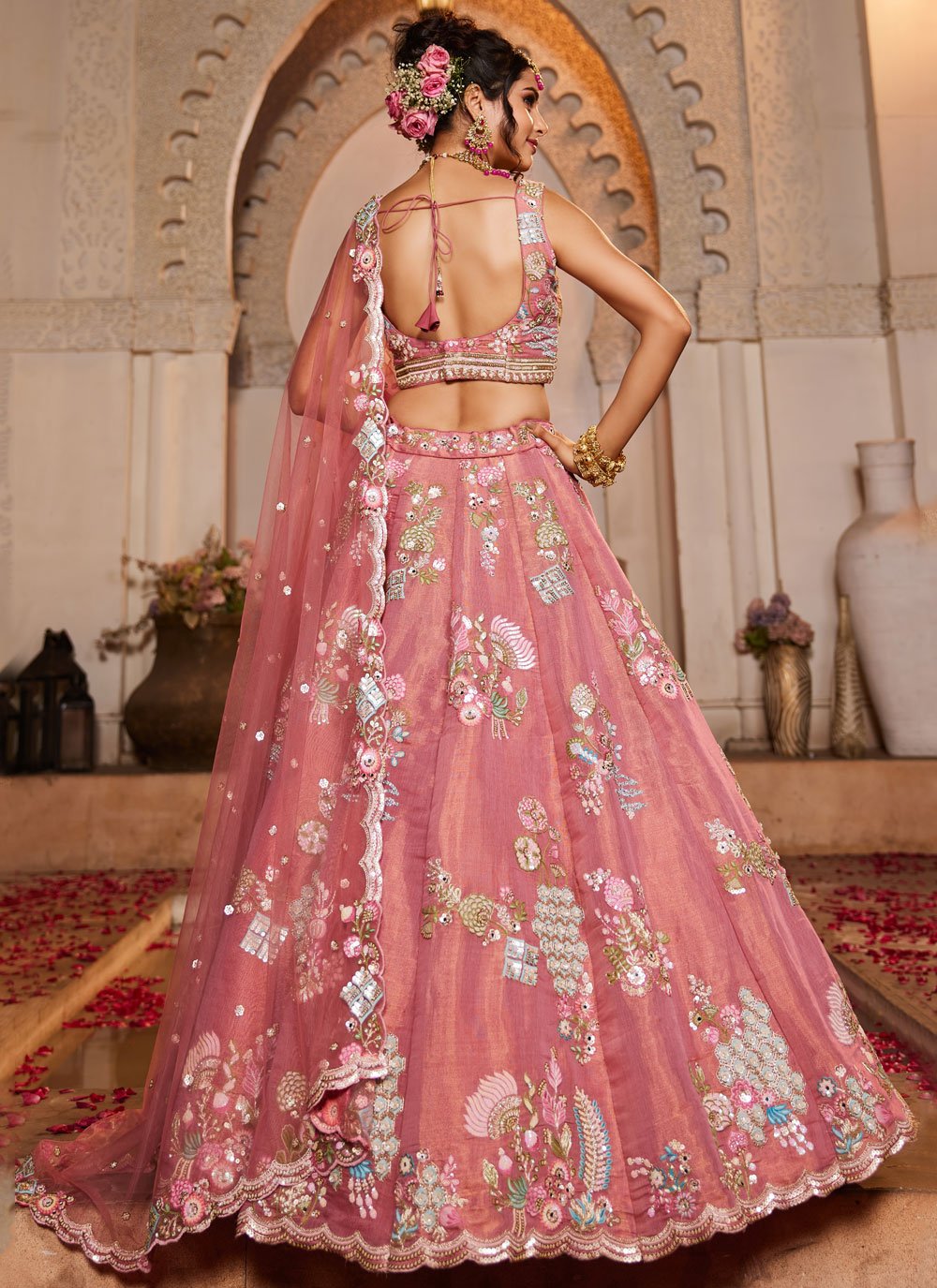 Buy Hot Pink Net Lehenga Choli : 310297