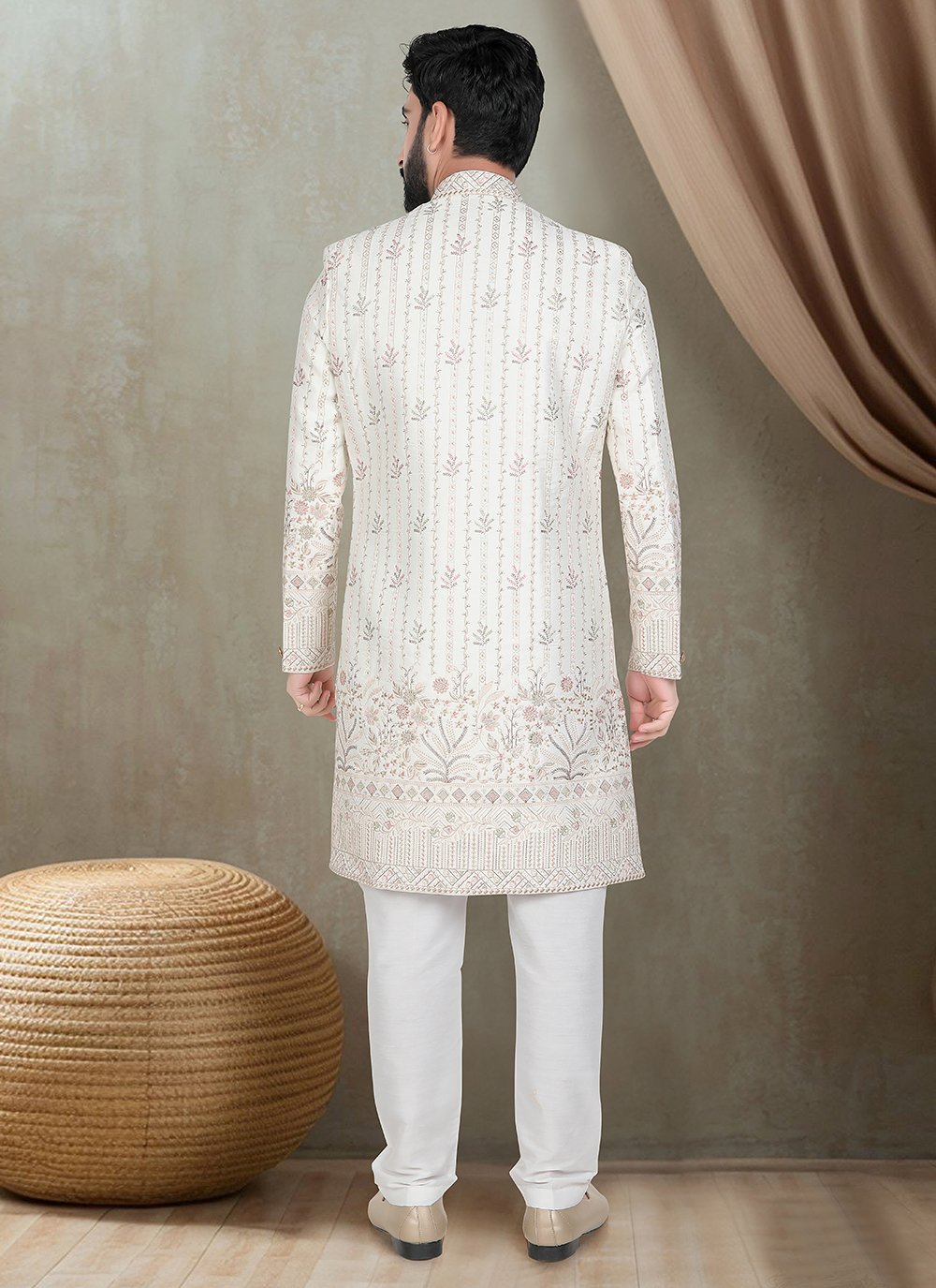 Shop Online Incredible Off White Silk Indo Western : 317326