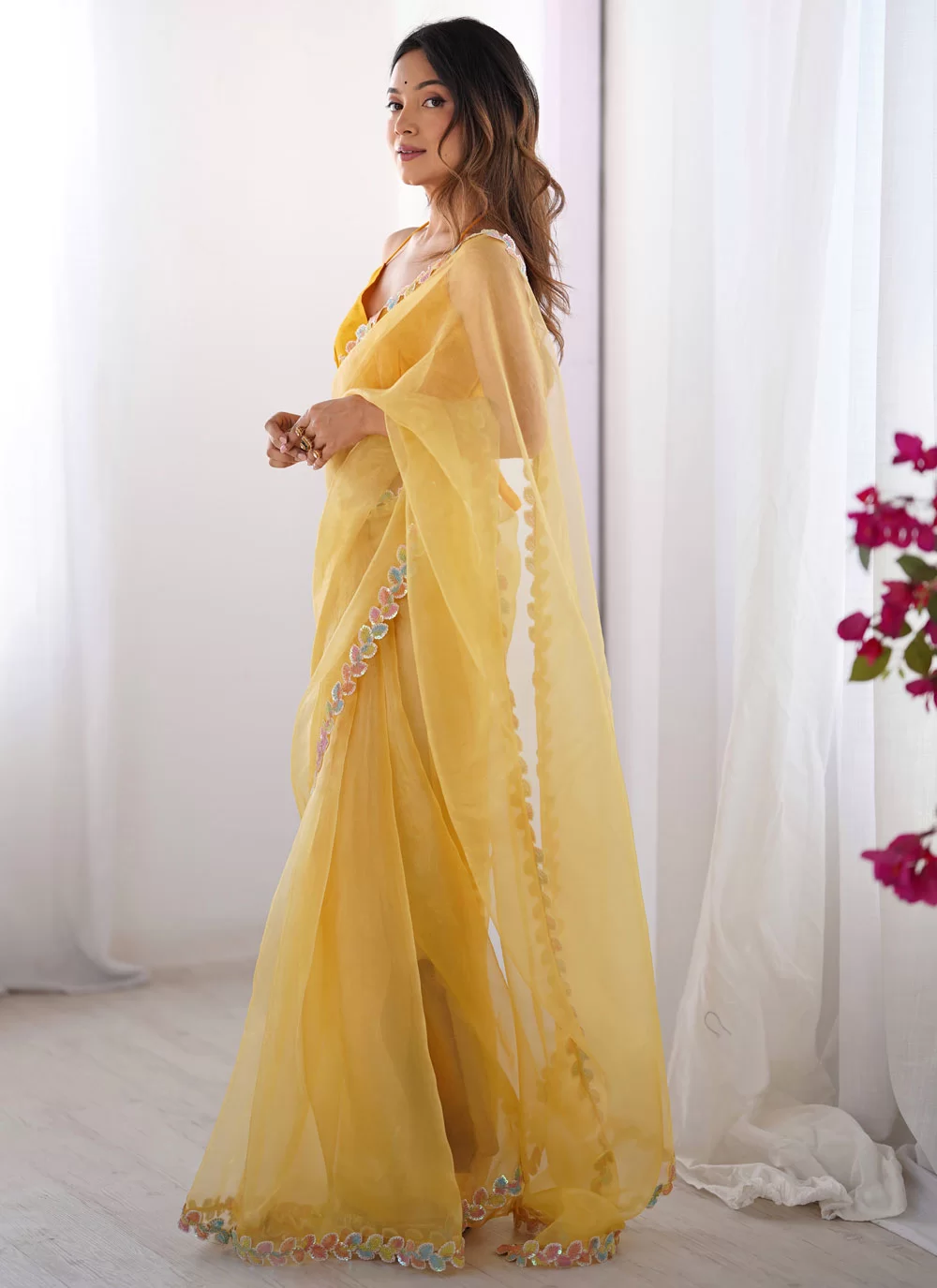 JIMMY CHU Traditional Saree In Yellow Buy Online