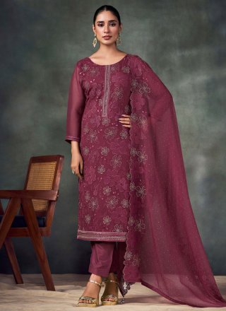 Buy Georgette Embroidered Work Designer Palazzo Salwar Suit Online : USA