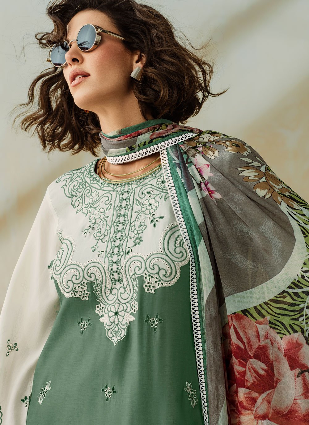 Shop Teal Muslin Embroidered and Resham Work Salwar Suit for Women ...