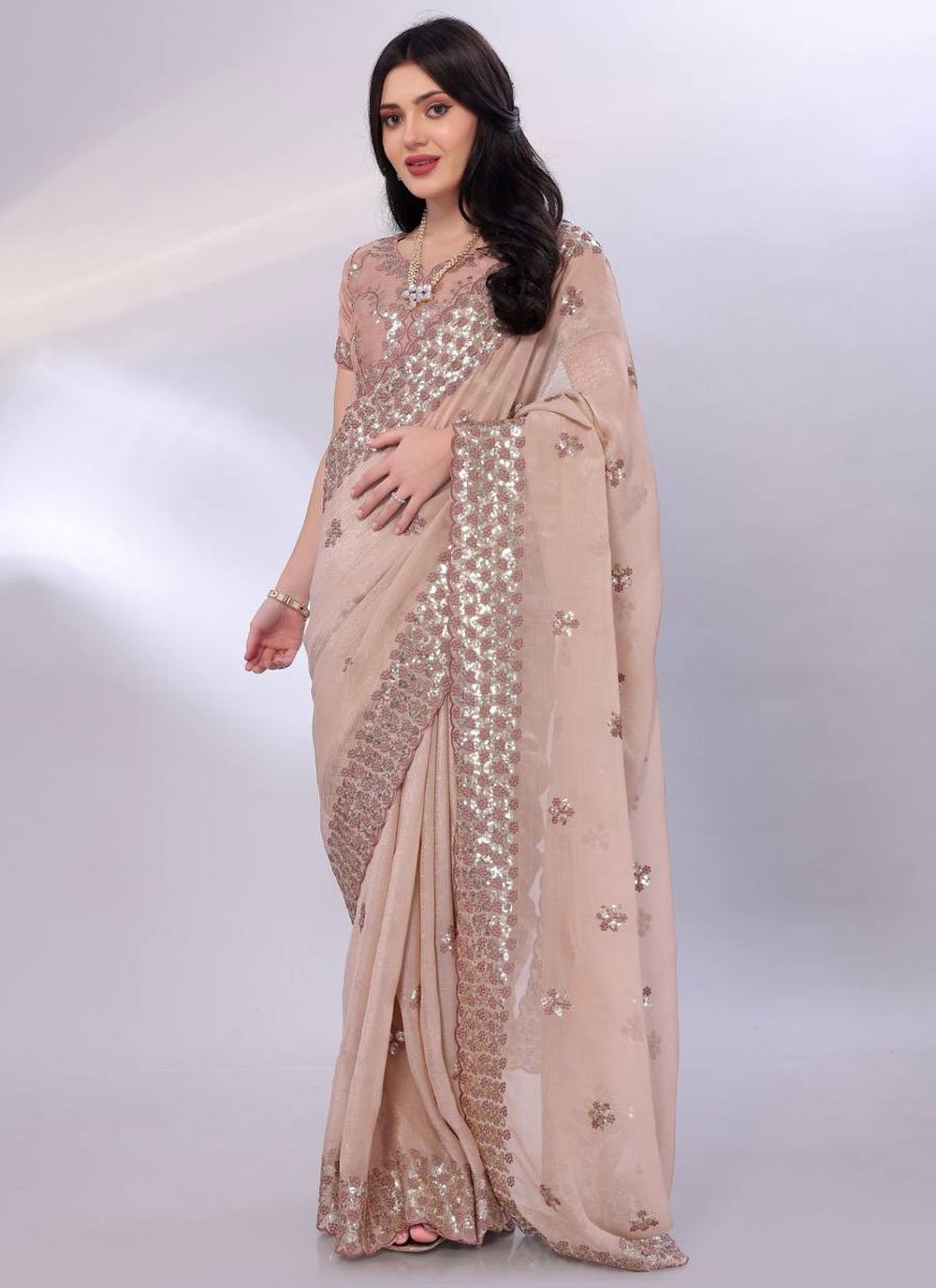 Shop Tussar Silk Classic Sari with Cut, Sequins, Thread and Zari Work ...