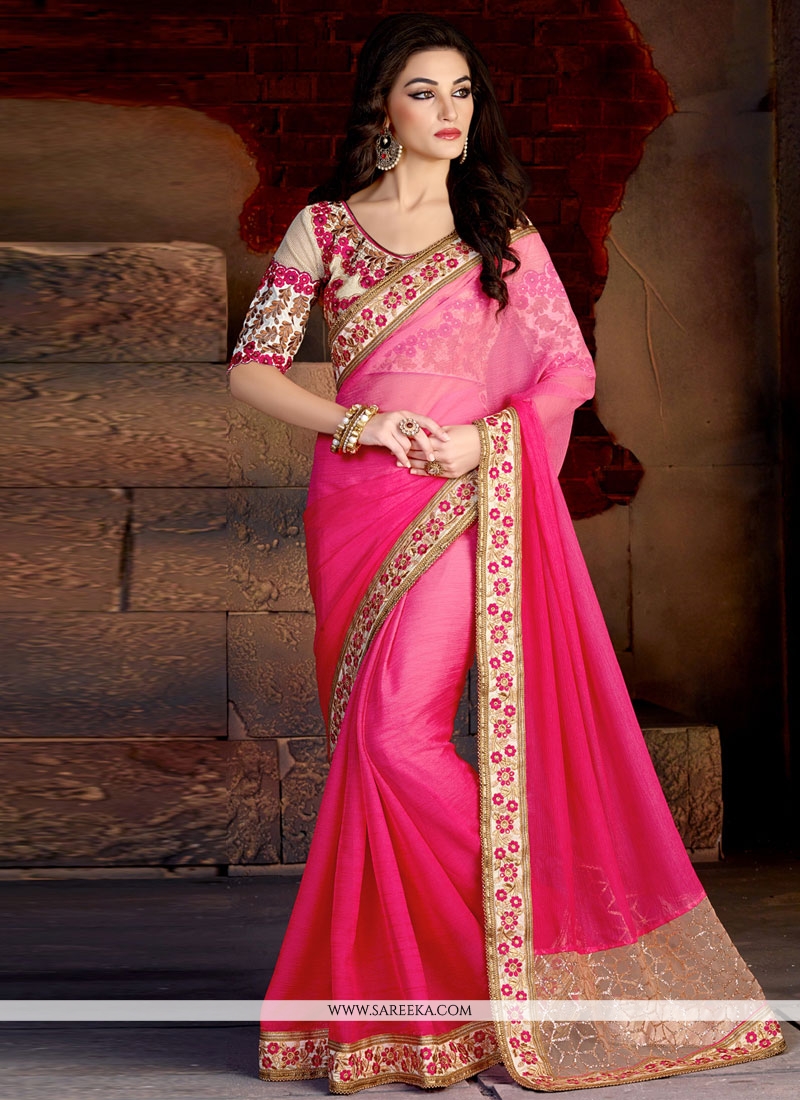 Hot Pink Designer Saree