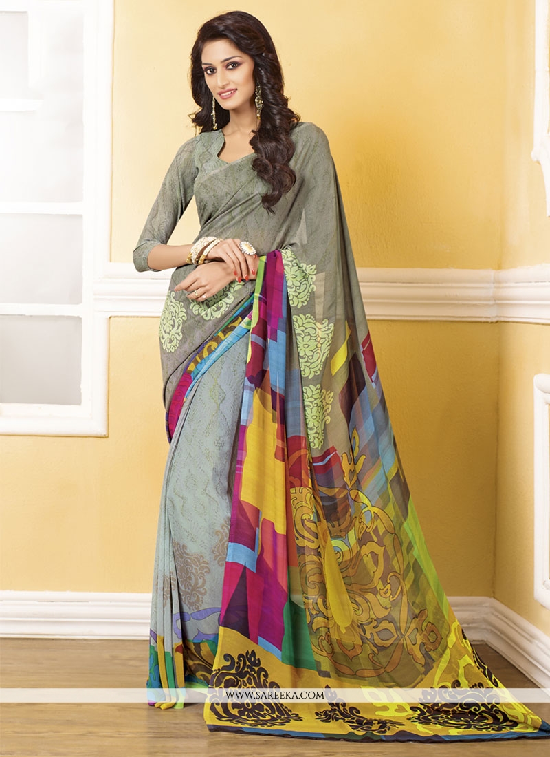 Georgette Print Work Casual Saree