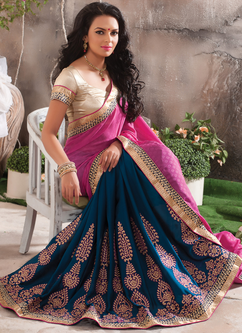 Pink Georgette Designer Saree