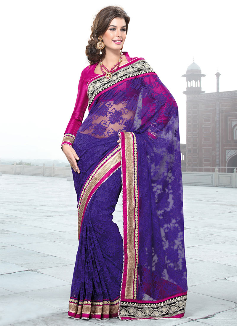 Violet Net Saree
