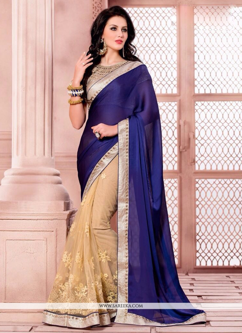 Weight Less Blue Designer Saree