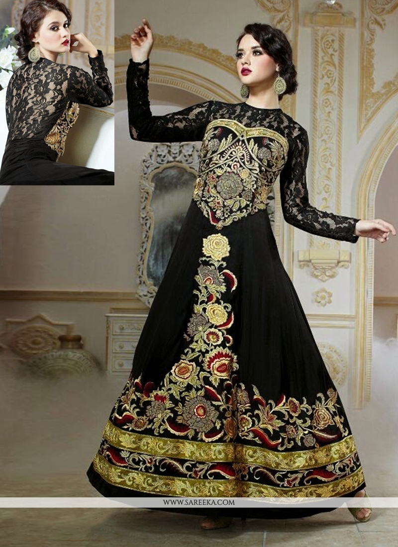 Black Embroidery Work Designer Gown