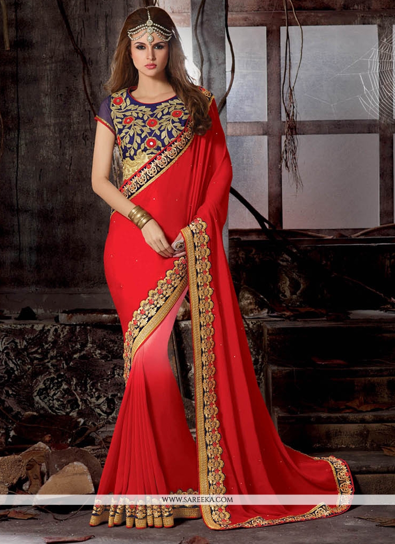 Red Designer Saree