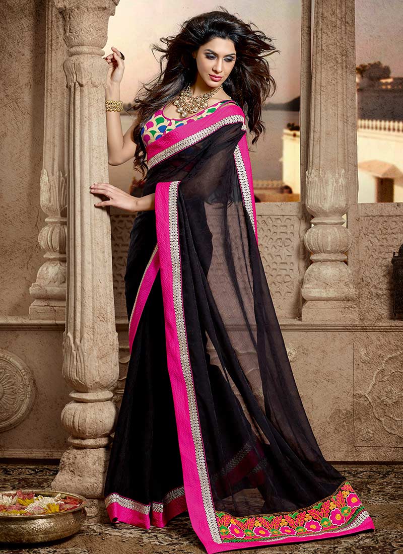Earthy Black Look Georgette Saree
