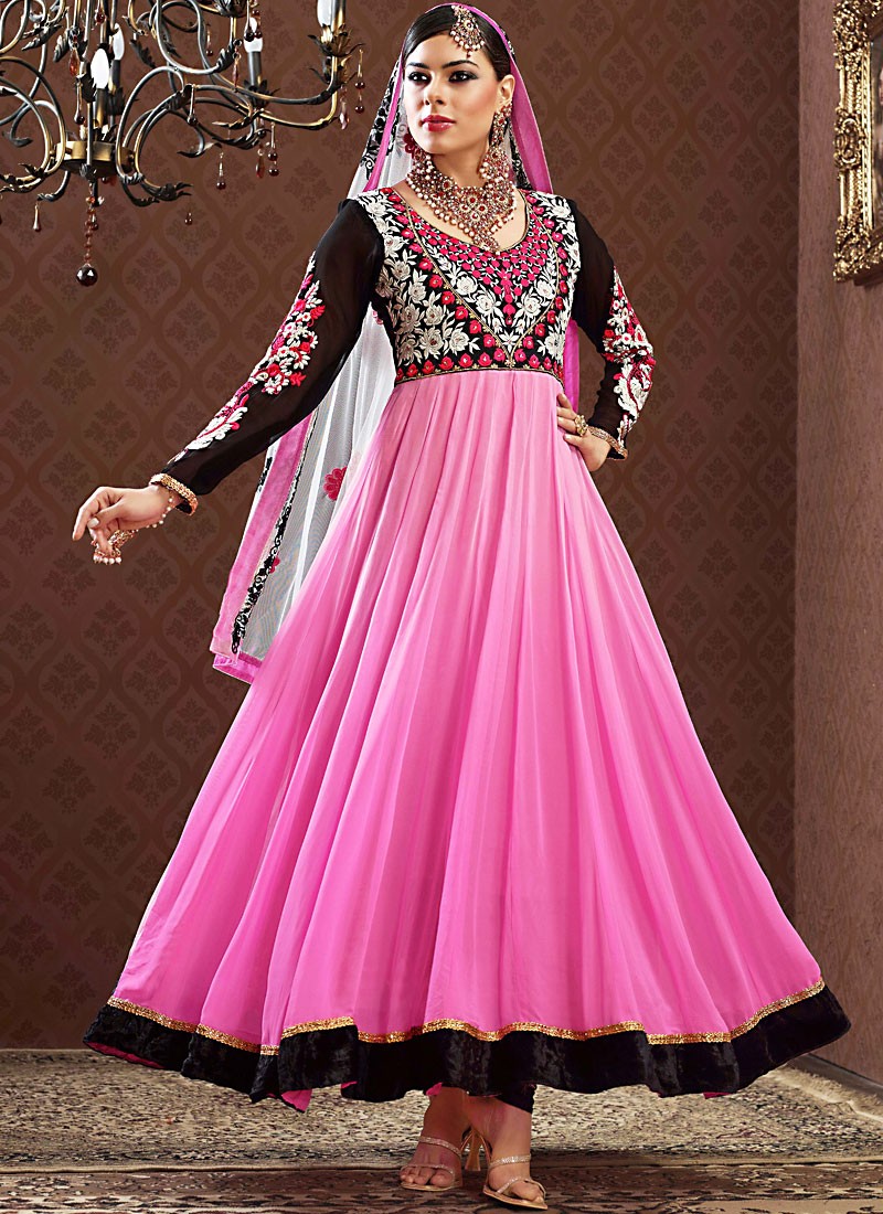 Enigmatic Black & Pink Anarkali Suit