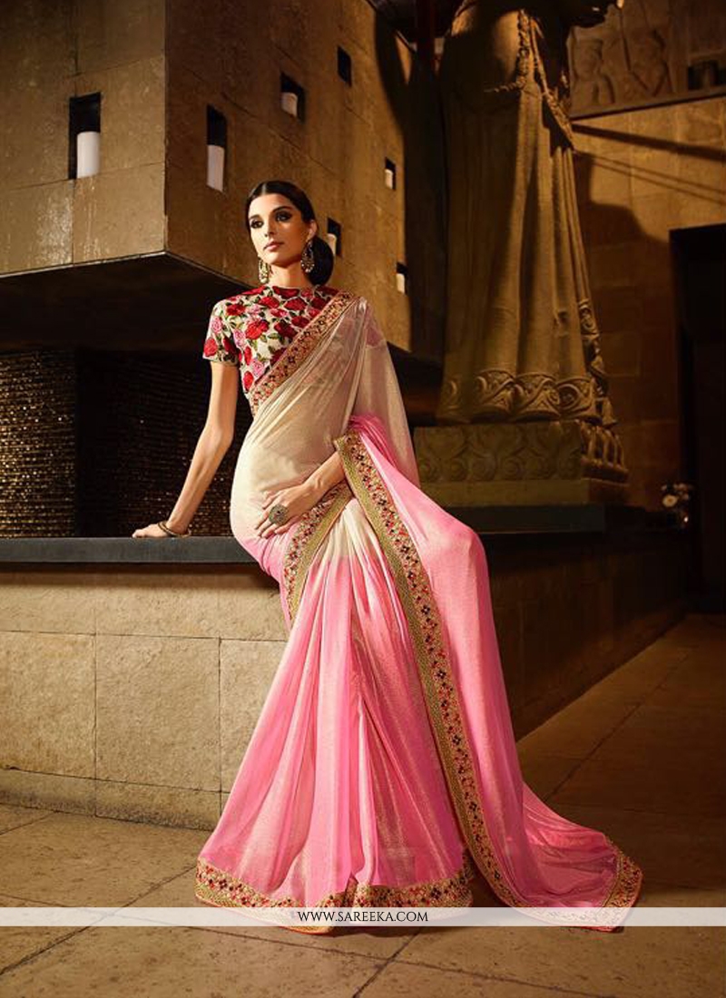 Shimmer Georgette Embroidered Work Designer Saree