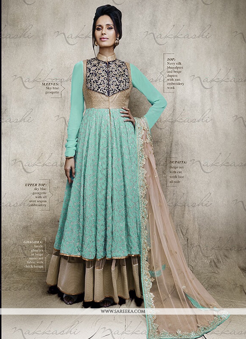Turquoise Anarkali Salwar Suit