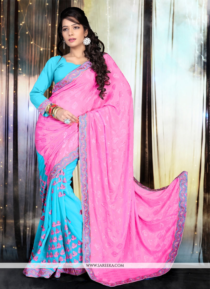 Pink Half N Half Saree