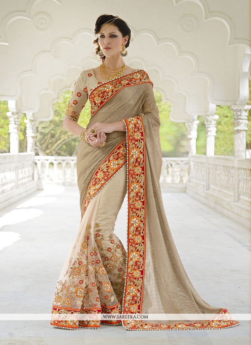Beige Designer Saree
