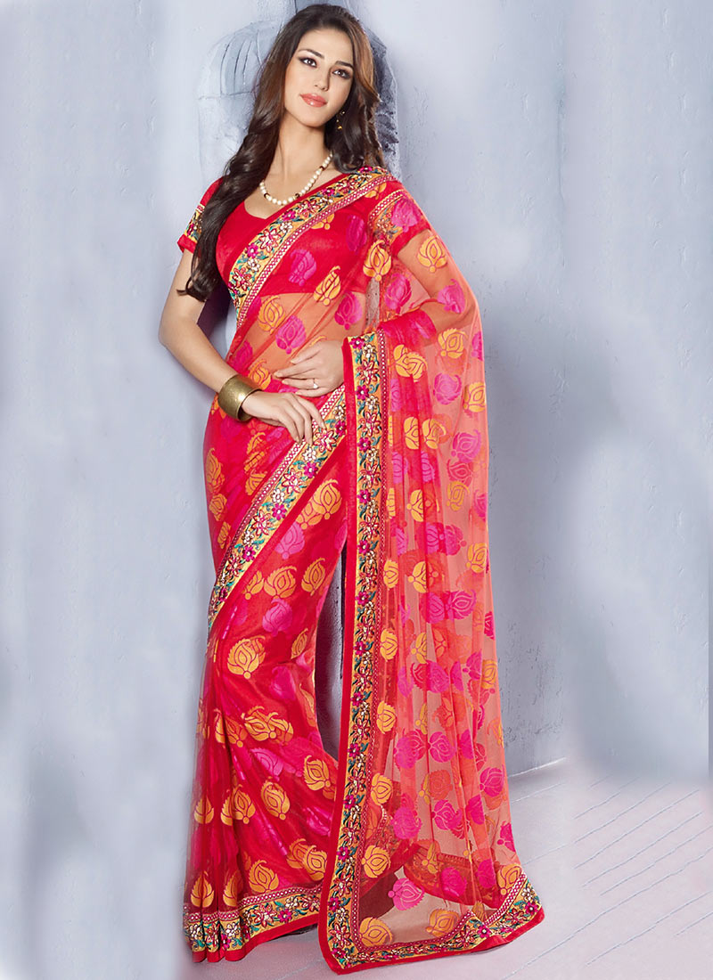 Gorgeous Red Net Saree