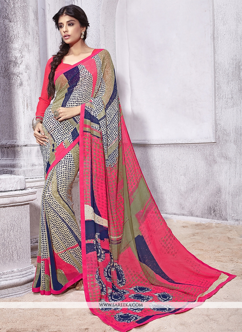 Georgette Print Work Casual Saree