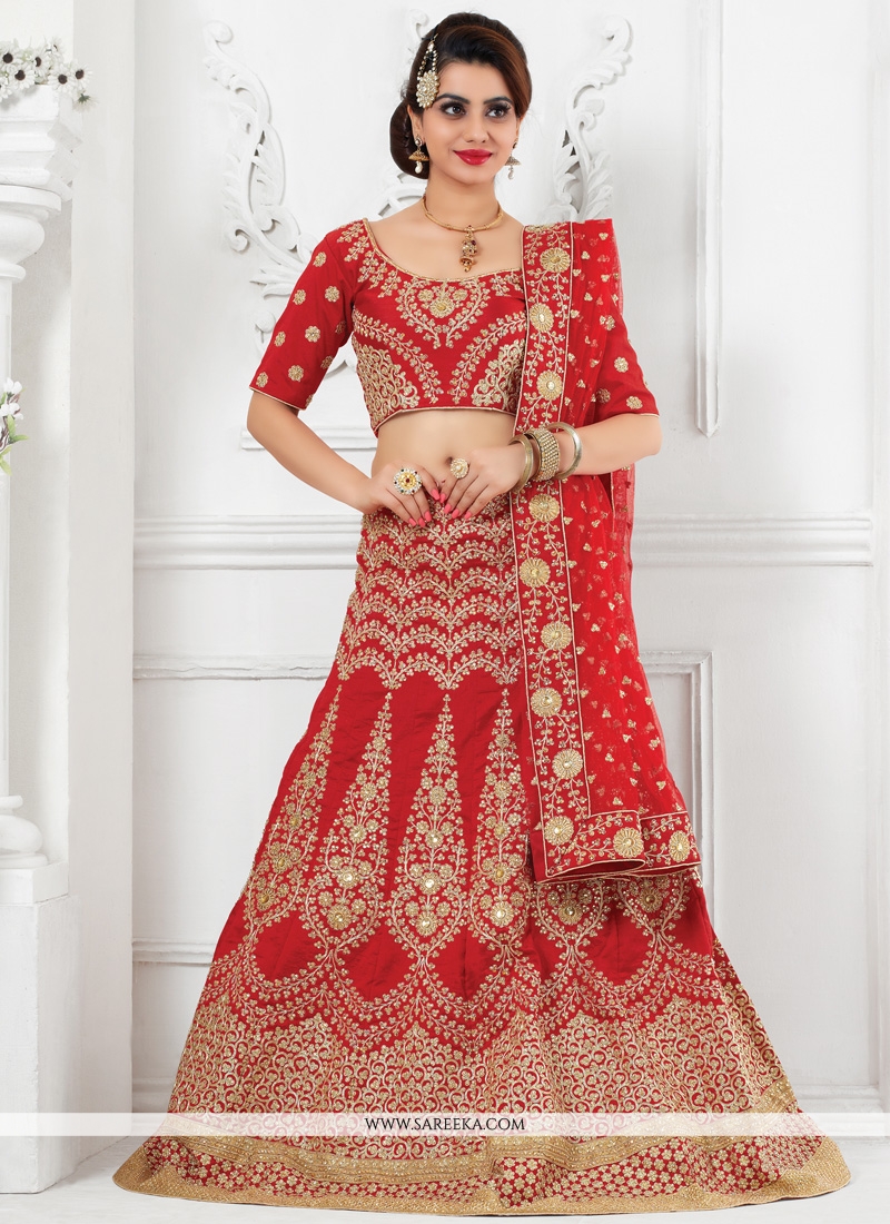 Net Patch Border Work A Line Lehenga Choli