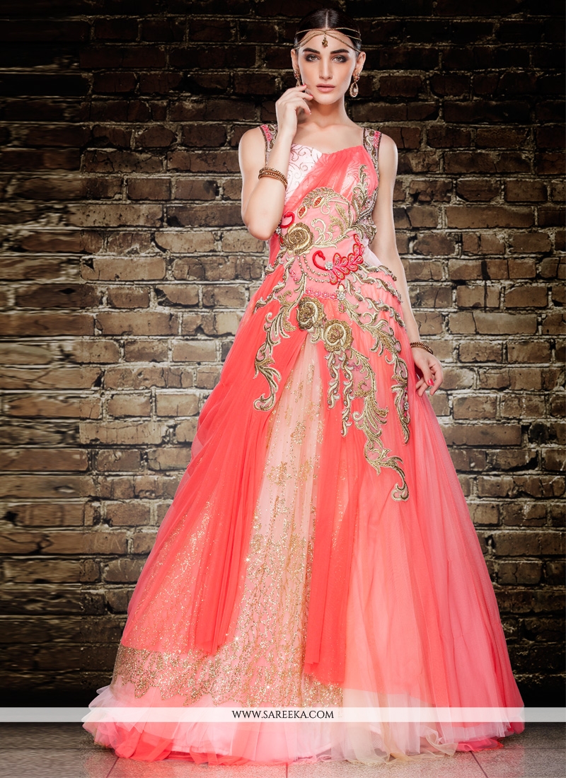 Net Kasab Work Floor Length Gown