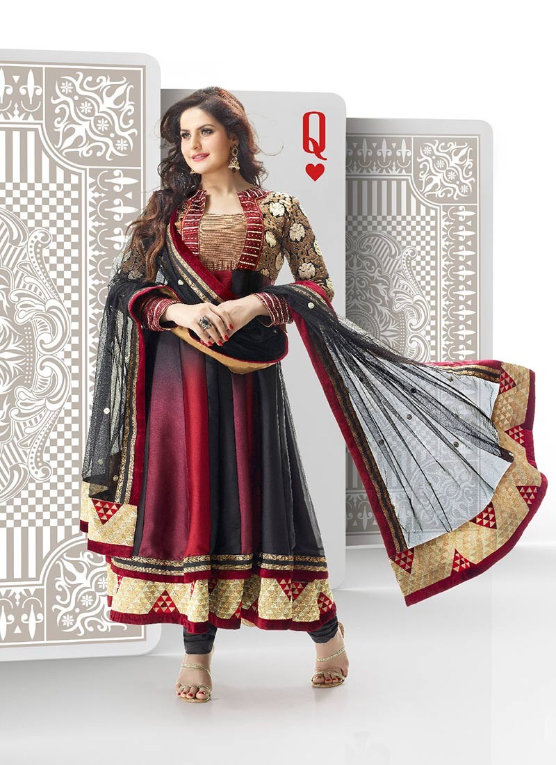 Black And Red Color Salwar Kameez