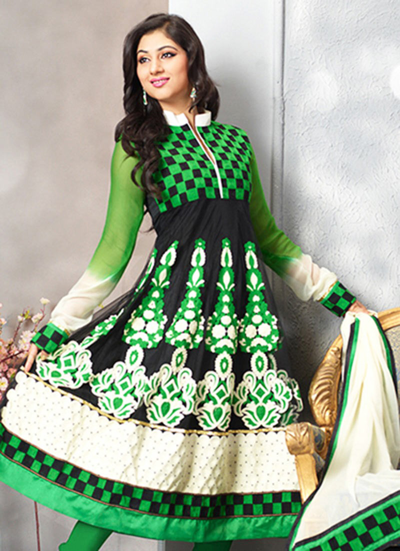 Black And Green Net Salwar Kameez