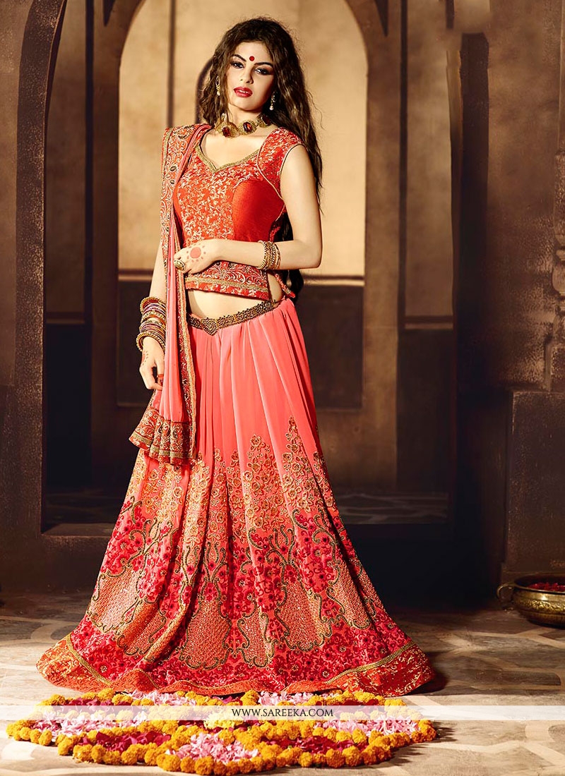 Viscose Patch Border Work Lehenga Saree