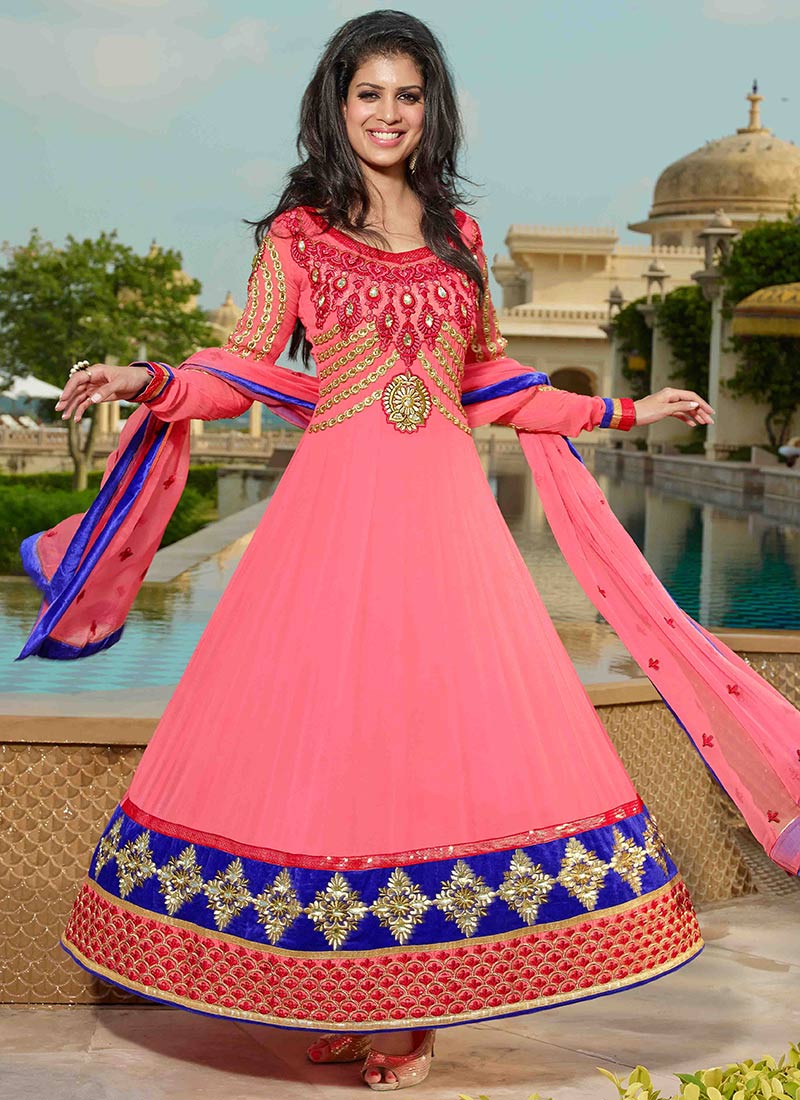 Pink Ankle Length Anarkali Suit