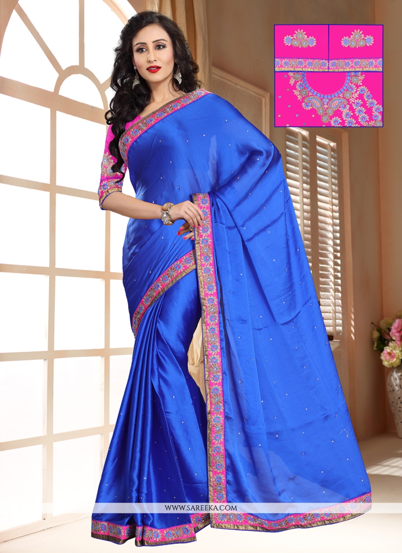 Chiffon Satin Blue Casual Saree