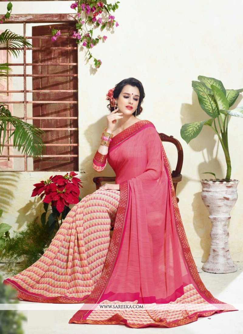 Georgette Print Work Casual Saree