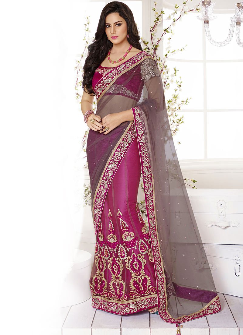 Violet Net Lehenga Saree