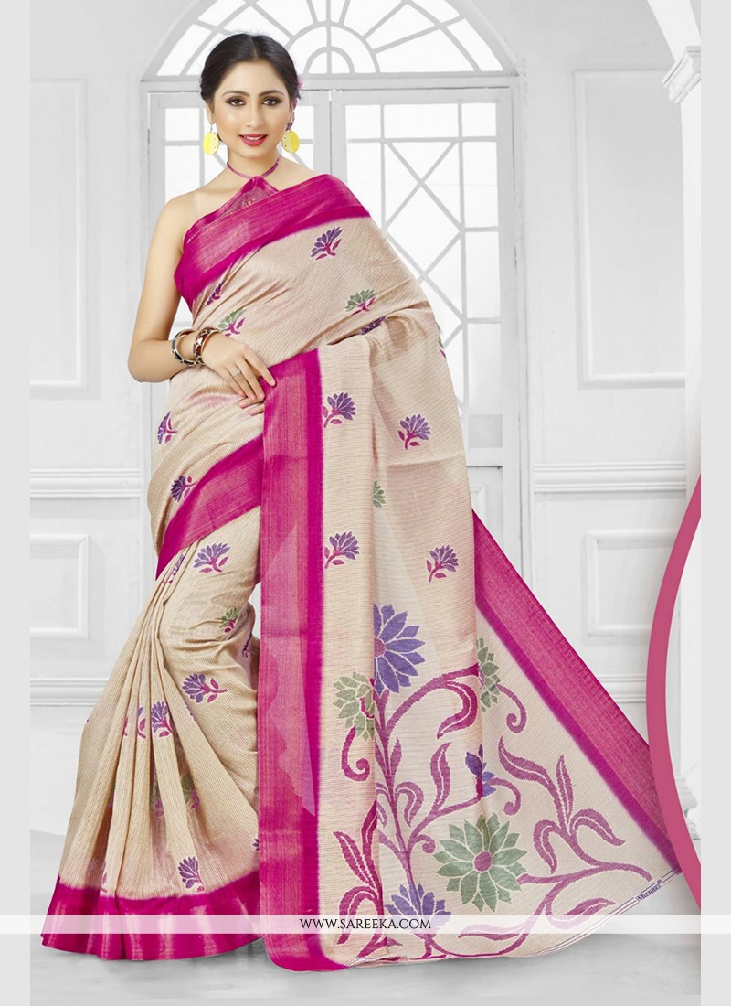 Buy Silk Print Work Printed Saree Online : UAE