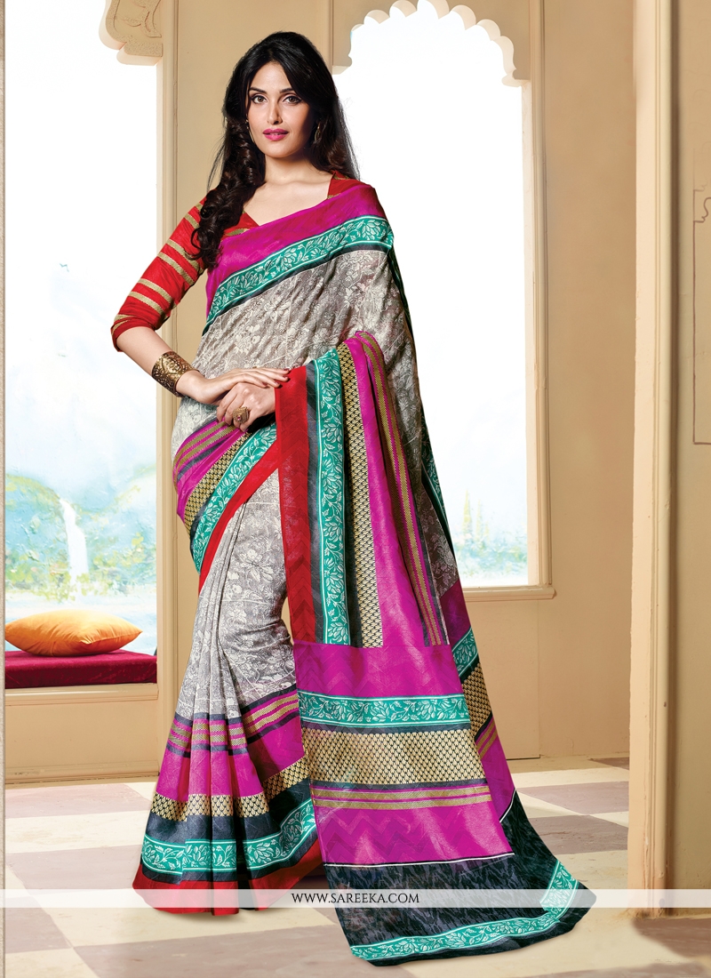 Buy Silk Multi Colour Printed Saree Online : New Zealand