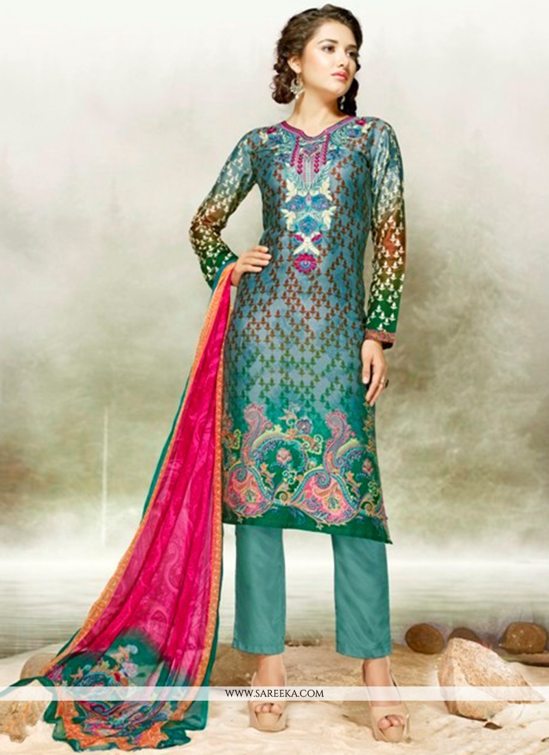 Buy Online Congenial Embroidered Work Satin Multi Colour Pant Style ...