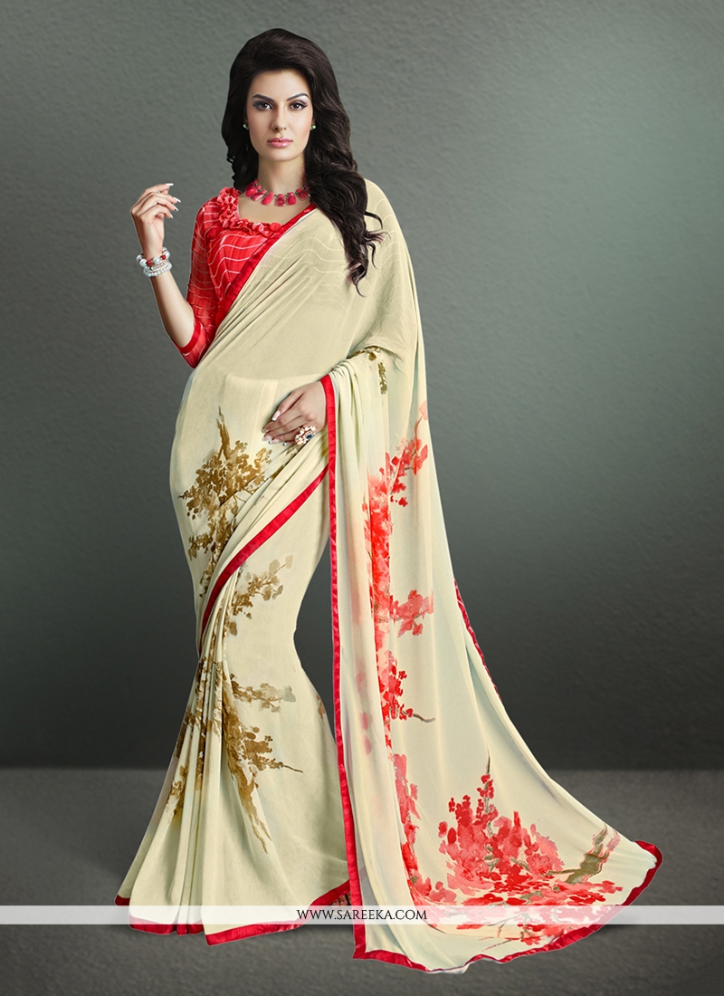 Georgette Print Work Casual Saree