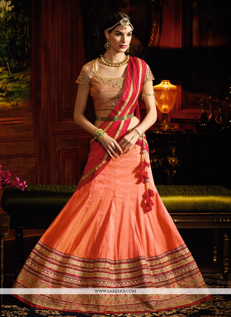 Buy Orange A Line Lehenga Choli Online : USA, UK