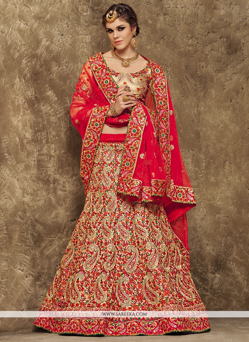 Lurid Kasab Work Silk A Line Lehenga Choli
