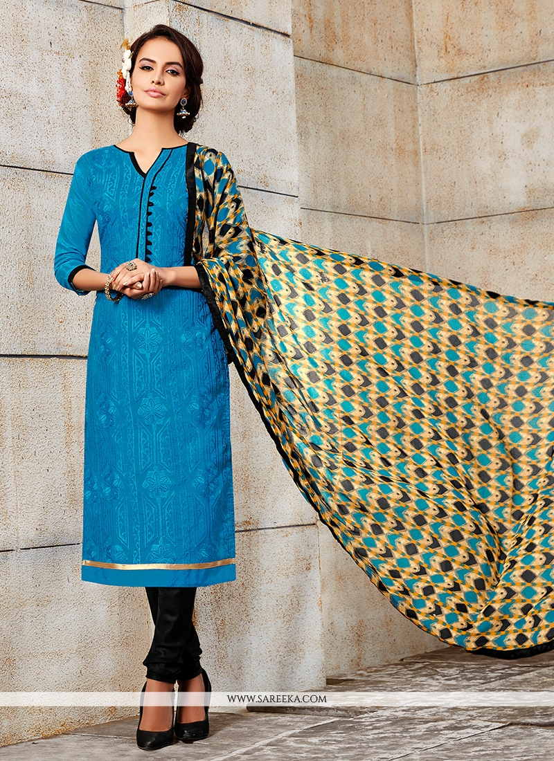Buy Blue Churidar Designer Suit Online : Indian Ethnic Wear