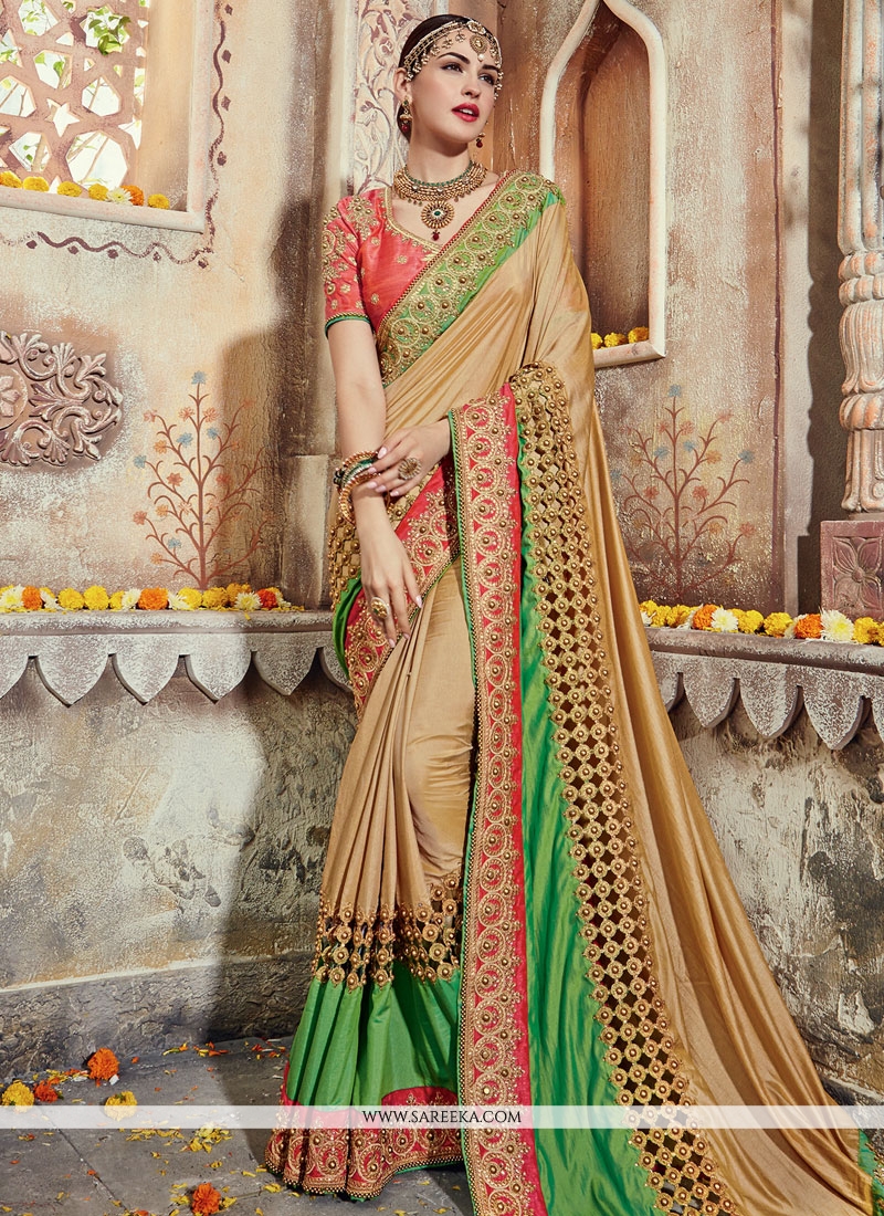 Buy Embroidered Work Beige Designer Traditional Sarees Online : Italy