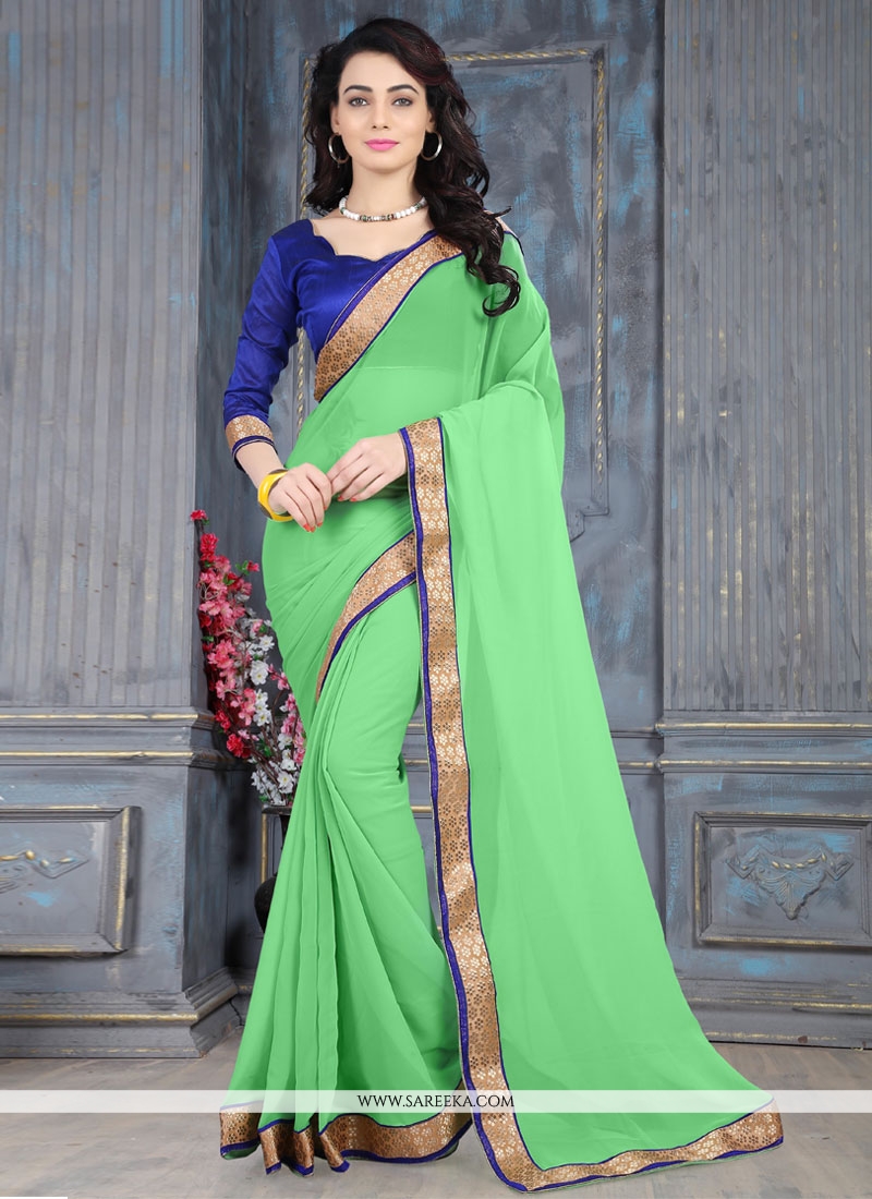 Buy Online Renowned Weight Less Green Casual Saree : 46627