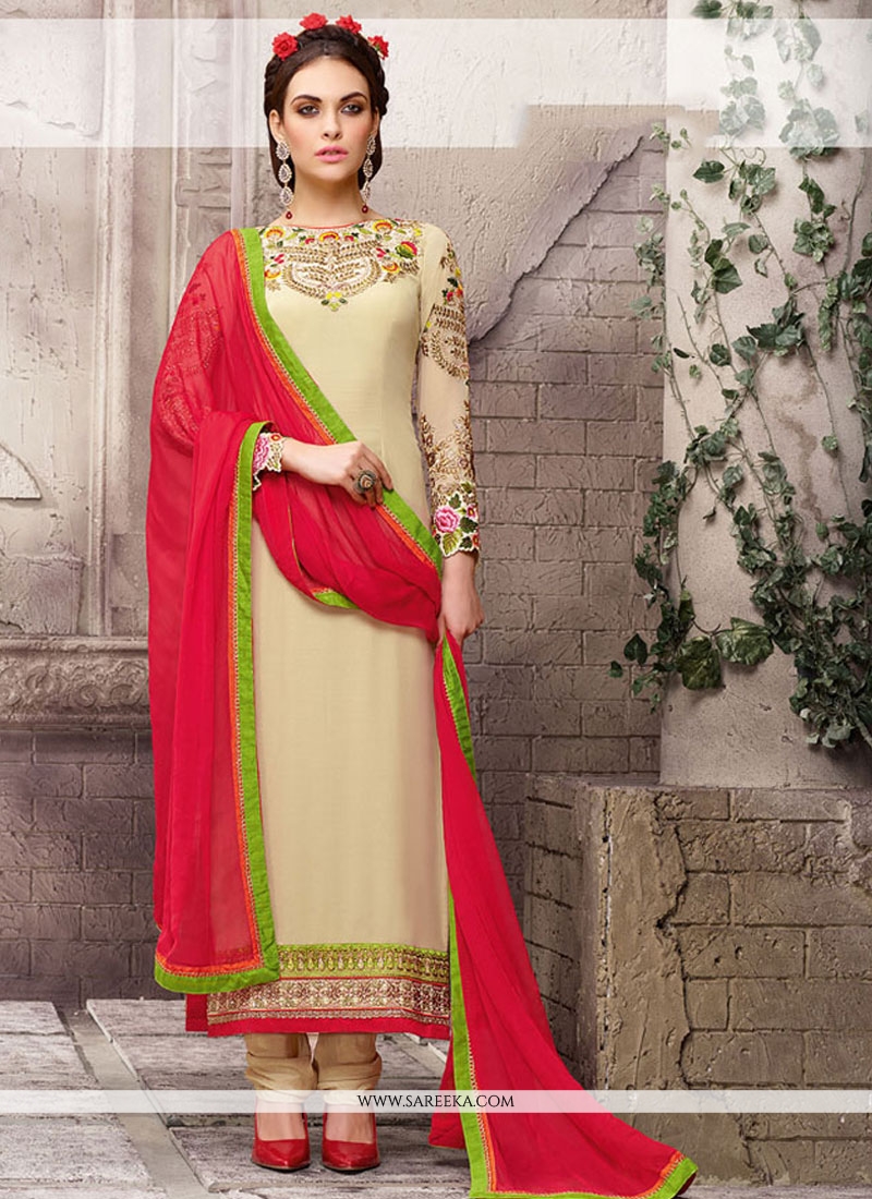 Pure Georgette Designer Straight Salwar Suit