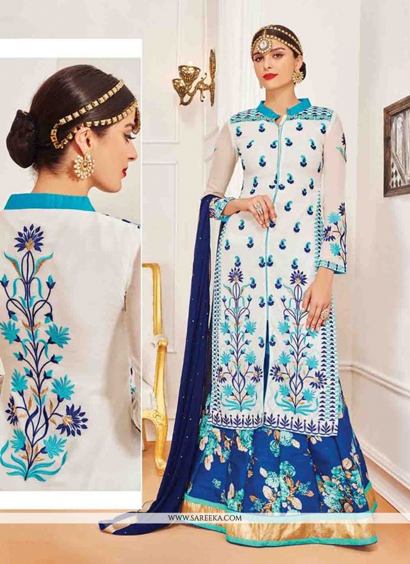 Off White Georgette Designer Suit