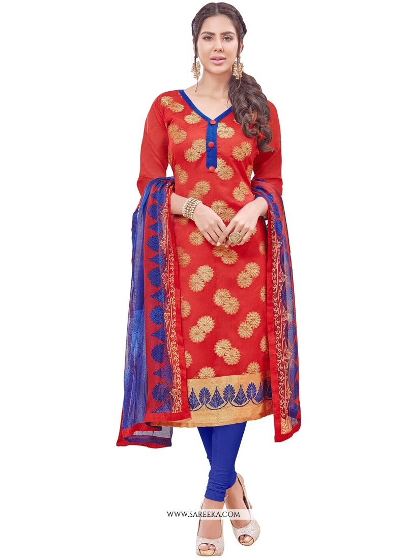 Buy Red Churidar Suit Online : Italy